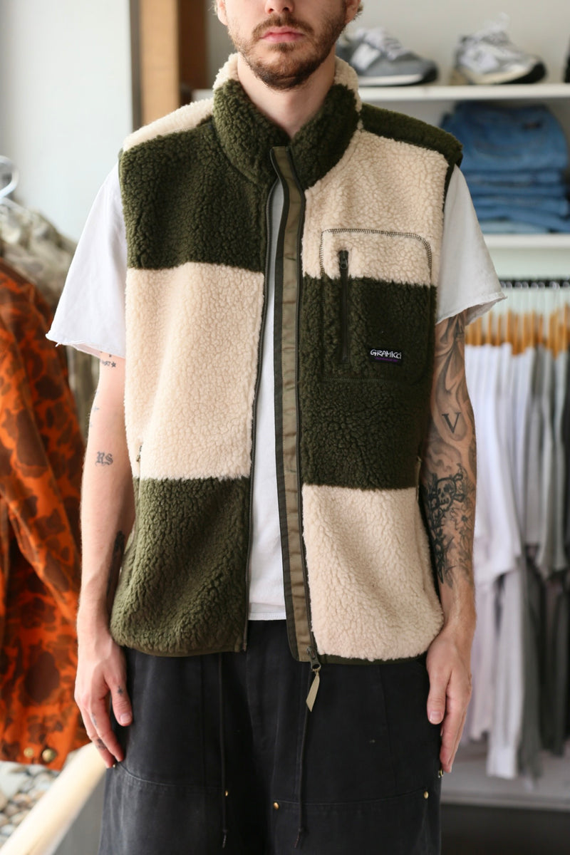 Checkered Sherpa Vest Olive Check – Complex Clothing Inc.